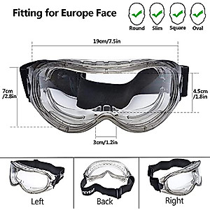 SAFEYEAR Anti Fog Safety Goggles- SG007 HD Scratch Resistant Safety Glasses Lens for Men and Women, VU Protection Over Glasses Work Goggles for DIY, Lab, Welding, Grinding, Chemistry