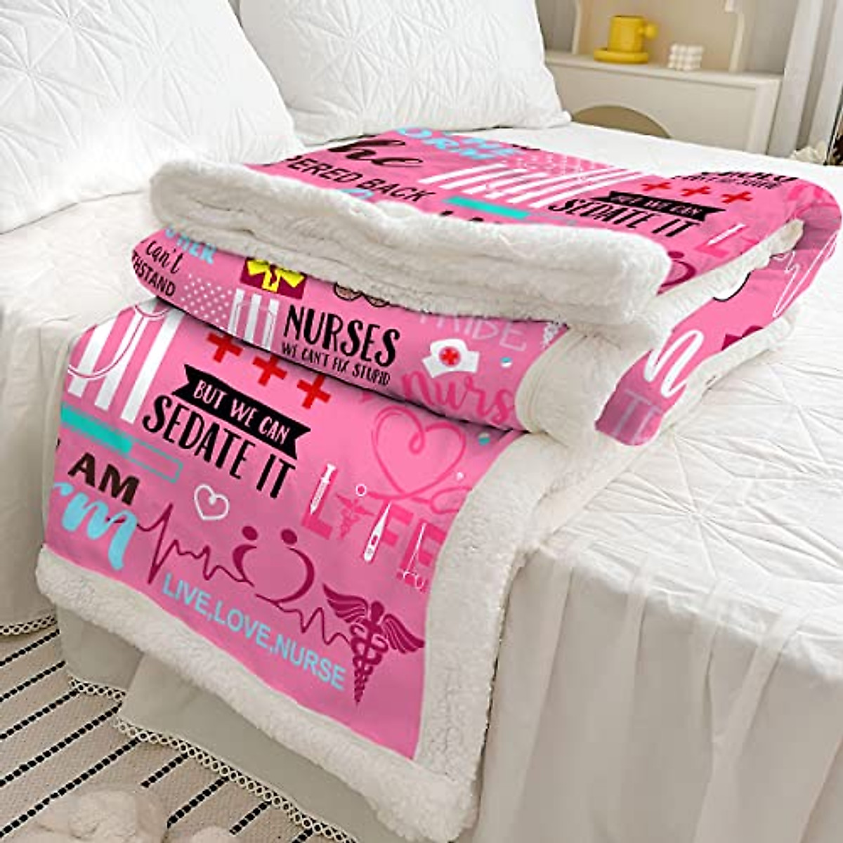 Nurse Gifts Nurse Week Gifts Throw Blanket,Nurse Gifts for Women,Nurse Appreciation Gifts,Nurse Gifts for Nursing Student Soft Fluffy Sherpa Warm Throw Blankets (H12,50"x 60")