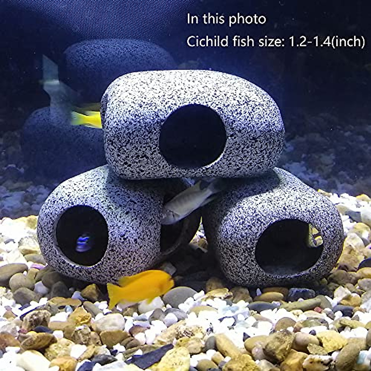 SpringSmart 2PCS Aquarium Hideaway Rocks for Aquatic Pets to Breed, Play and Rest, Safe and Non-Toxic Fish Tank Ornaments, Ceramic Decor Rocks for Betta