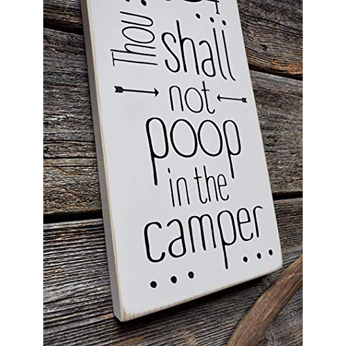 Camping Signs Decor Wood Sign, Camping Sign, Travel Trailer Sign, Camper Sign, No Pooping Sign, Restroom Sign, Camping Gifts, Unique Gift, Though Shall Not Poop