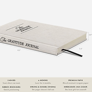 The Gratitude Journal : 5 Minute Journal a Day for More Happiness, Positivity, Affirmation, Productivity, Mindfulness & Self Care - A Simple Undated Hardcover Five Minute Guide Daily Planner and Effective Gratitude Journal for Women & Men (Beige)