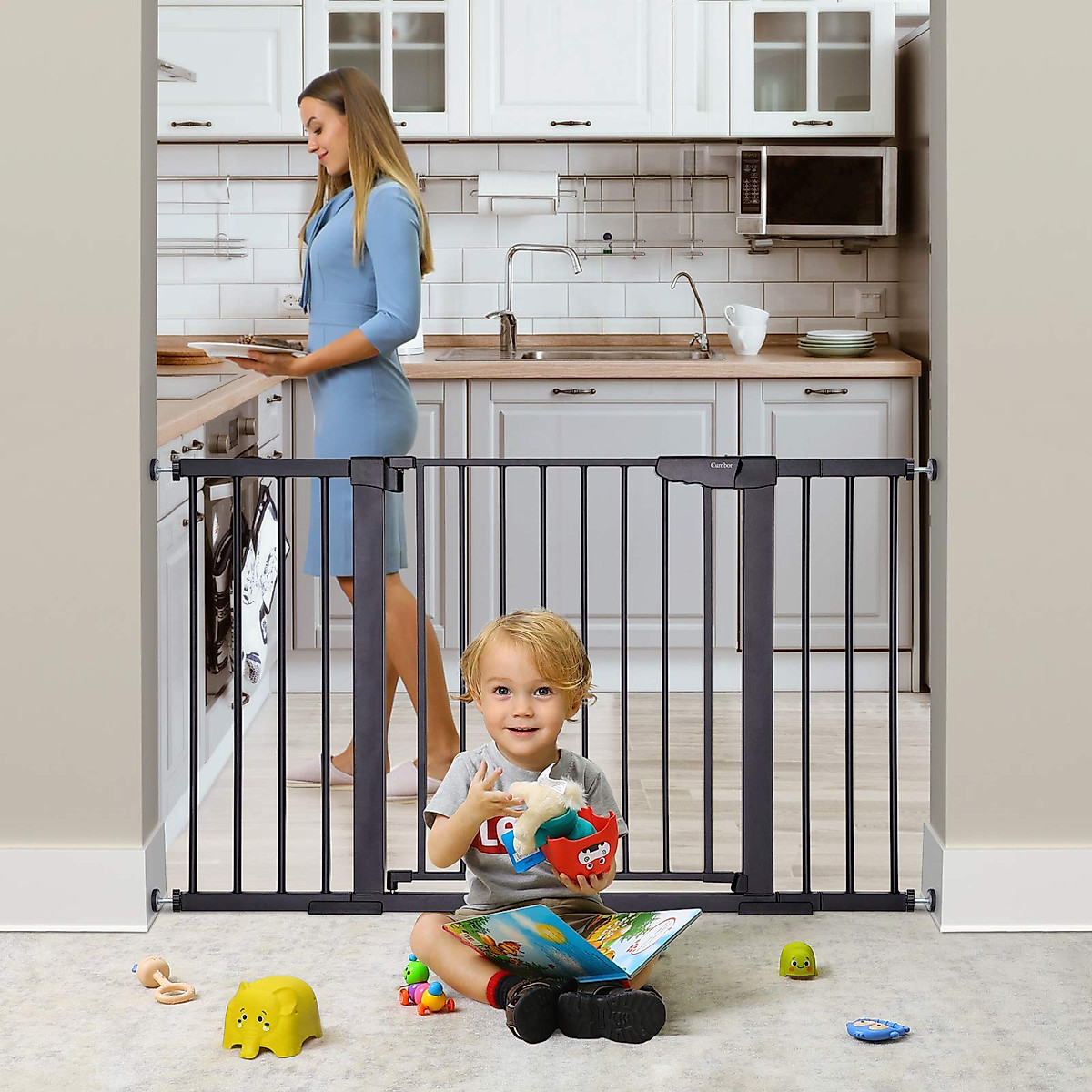 Cumbor 36" Extra Tall, 29.7"- 46" Width Baby Gate for Dogs and Kids & Cumbor 30.5" Tall 29.5"-51.6" Width Dog Baby Gate for House, Stairs, Doorways