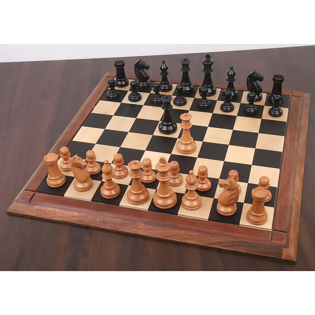 French Grandmaster's Staunton Chess Pieces Only Set- Antiqued Boxwood- 4.1" King