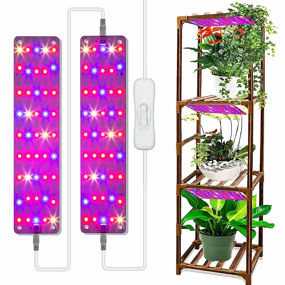 DOMMIA 20W/12W Grow Light Panel,Sunlike Warm White & Pulrple Light Full Spectrum for Indoor Garden Greenhouse Aquarium Hydroponic