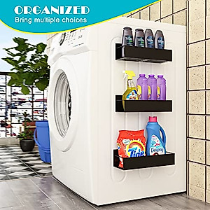 REALINN Magnetic Spice Rack Organizer, [4 Pack] Moveable Fridge Spice Shelves, Space Saver for Refrigerator and Microwave Oven, Metal Refrigerator Shelf, Black