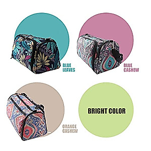 Looen Crochet Bag, Yarn Storage Tangle Free with Yarn Hole, Knitting Bag for Crochets Bamboo Knitting Needles and Yarns(Blue Leaves)