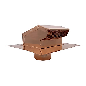 Generic Copper Rooftop Exhaust Vent Cap with Damper and Bottom Extension (10 Inch)