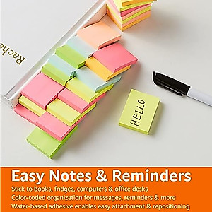 Amazon Basics Mini Sticky Notes, 1.5 x 2-Inch, Assorted Colors, 24-Pack