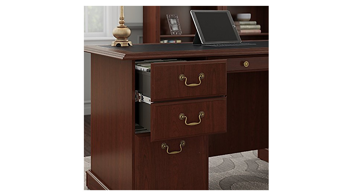 Bush Furniture Saratoga Executive Desk - Harvest Cherry & Black