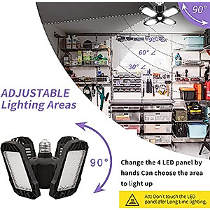 2-Pack LED Garage Lights 80W Garage Lighting - 8000LM 6500K Deformable LED Garage Ceiling Lights, LED Shop Light with Adjustable Multi-Position Panels, LED Light for Garage, Workshop, Basement