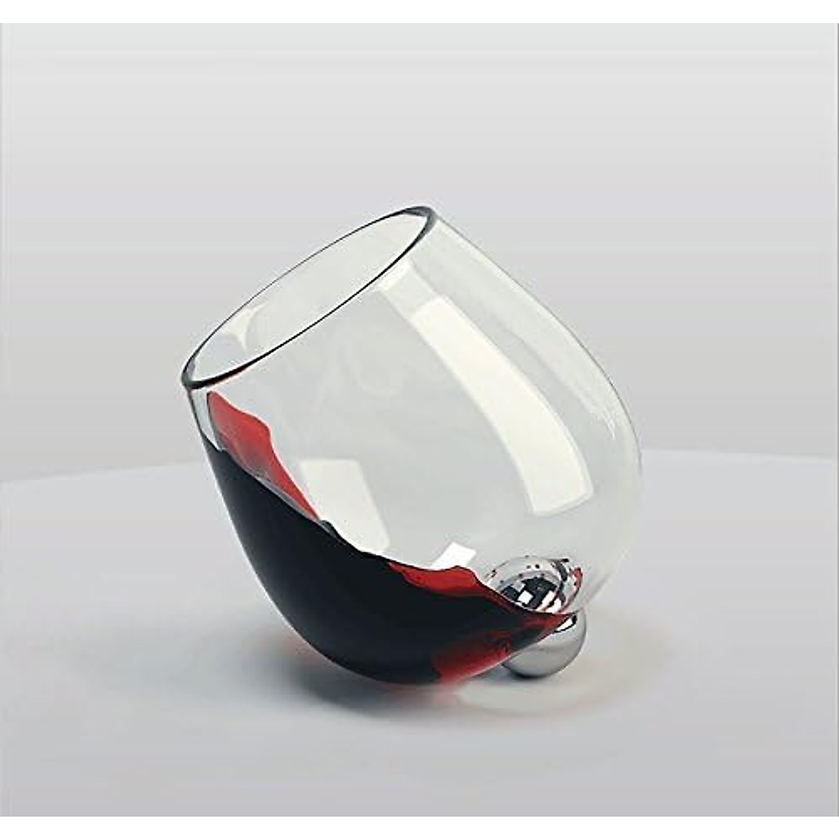 Aura Glass 14oz Stemless Aerating Wine Glasses (Set of 2) - No Spill Glass Tumblers for Red or White Wines that spin on a stainless steel ball, Coasters sold separately, Made in USA