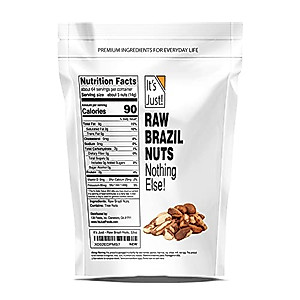 It's Just - Raw Brazil Nuts, 2lb (32oz), Unsalted, Non-GMO, Keto Friendly, Vegan, No PPO, Large, Premium, Freshly Packaged in USA (32 Ounces)
