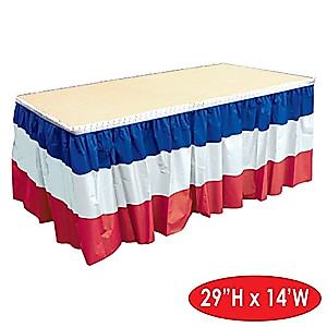 Beistle Patriotic Table Skirting, 29" x 14', Red/White/Blue