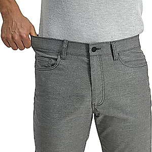 Haggar Men's The Active Series Slim/Straight Fit Flat Front Pant, String Canvas, 36 x 32
