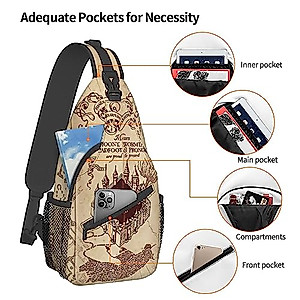 1itt1eHub Beige Sling Bag Sling Backpack Crossbody Chest Bag Daypack for Hiking Travel Women and Men