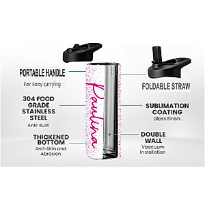 Personalized Flip Top 25oz Gym & Camp Water Bottle - 750ml Pink Glitter Effect with Name - Custom Sports Bottle