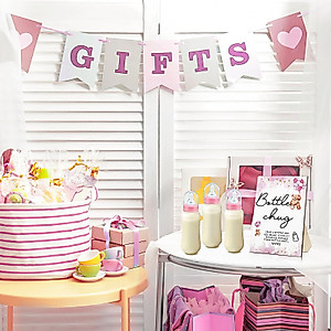 Roowest Baby Bottles for Baby Shower Games Bottle Chug 12 Pcs Plastic Baby Bottles Bulk and Bottle Chug Sign Baby Bottle Chugging Games for Party Gender Reveal Wedding Bridal Shower(Lovely Bear)