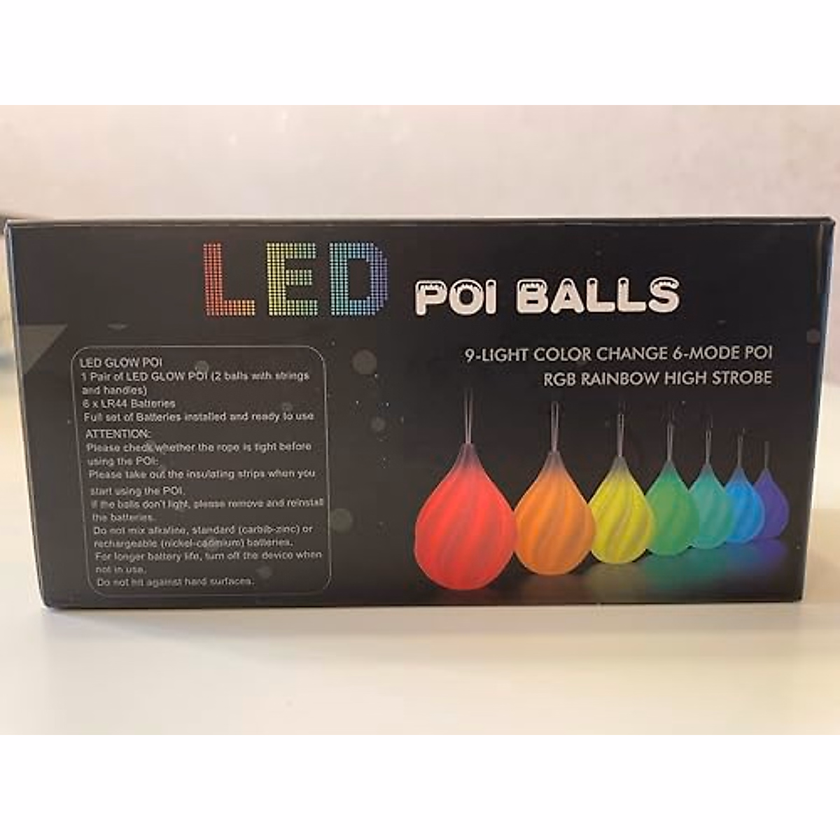 LED Poi Balls Set for Children and Adults - Luminous Premium Toy for Beginners & Professionals | LED Pois Kids Juggling | Juggling Set & Light Painting Accessories | Fire Poi Balls & Luminous Balls