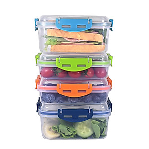 DAYA FASHION Sandwich Containers 4 Pcs - Reusable Airtight & BPA-Free Kitchen Storage Containers - Microwave & Dishwasher Safe 2 Heightened Lunch Box Containers and 2 Normal Size