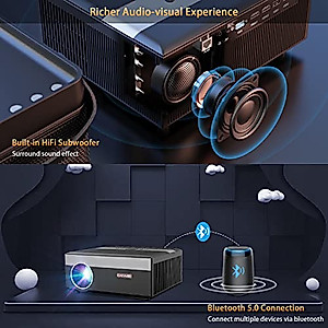 CAIWEI 5G Outdoor Projector 4K Bluetooth, LCD Daytime Home Video Projectors Wireless WiFi 12000Lumen Smart Android TV Compatible with Netflix Disney+ Prime Video HDMI USB PC