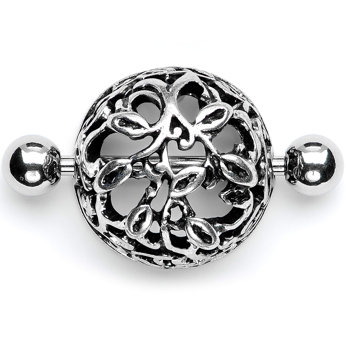 Body Candy Womens 14G Nipplerings Piercing 9/16" Steel Framework Twining Vines 2Pc Nipple Shield Set 14mm