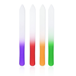 4 Pcs Crystal Glass Nail File Professional Manicure Fingernail Nails Files for Natural Nails Czech Glass Cuticle Care with Case for Women Glass Nail Files Set Filing Double Sided Glass Nail Files