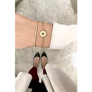 Altitude Boutique Compass Bracelet Charm Bracelet Gifts Compass Jewelry, Wanderer Bracelet For Women Friendship Bracelets Sister Gifts For Girlfriend (Gold)