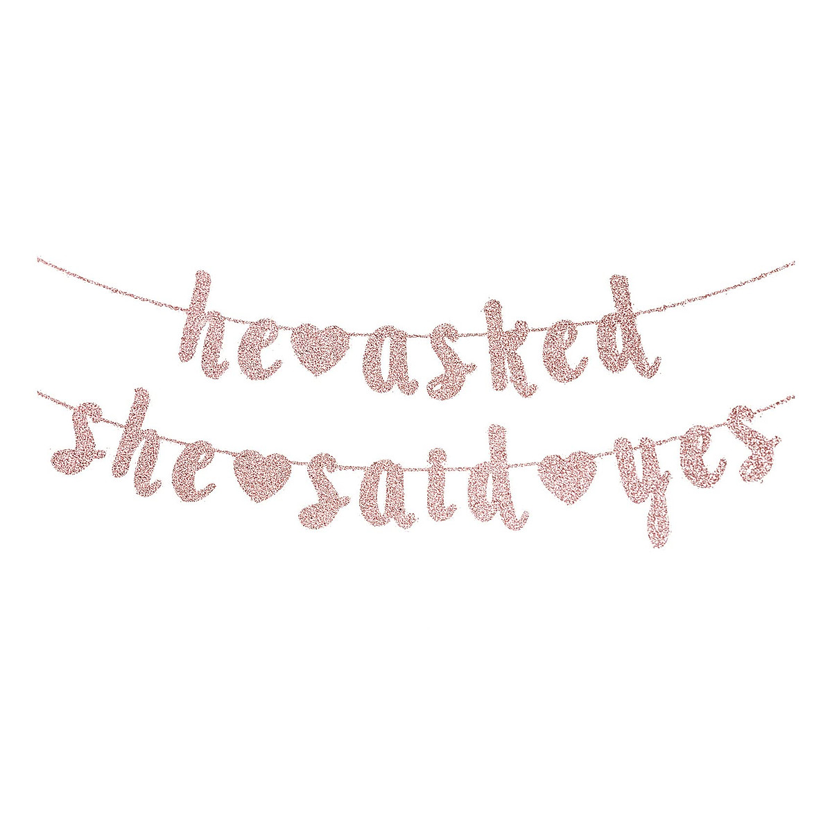 Engagement Party Decorations, Rose & Gold Engaged He Asked She Said Yes Banner, Bachelorette Party Favors, Glitter Diamond Bride Sign for Bridal Shower Hen Party Supplies Backdrop Decor (Rose Gold)