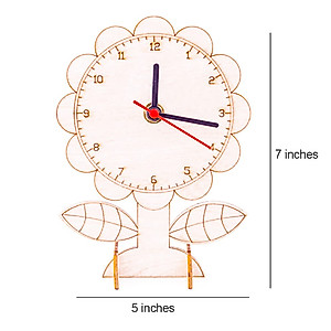 Pica Toys Wooden DIY Desk Clock for Kids - 5 inches Silent Non Ticking Battery Operated - School Project, Bedroom Decor, Creative Art Kit for Boys and Girls Age 8 9 10 11 12 13 14