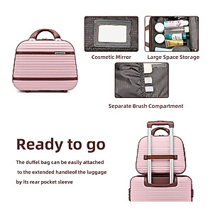 Lulusail Luggage Sets 6 Piece with two Cosmetic Case, Expandable(Only 28 & 24") Hardside Luggage with 360° Spinner Wheels, Durable Luggage Set Clearance For Women Men, Rose Gold