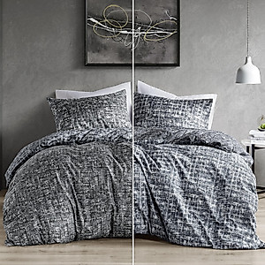 Comfort Spaces Queen Duvet Cover Set - Grey Bedding for All Season, Ultra Soft 3 Pieces Reversible Duvet Cover with 2 Matching Shams, Button Closure, Machine Washable, Full/Queen