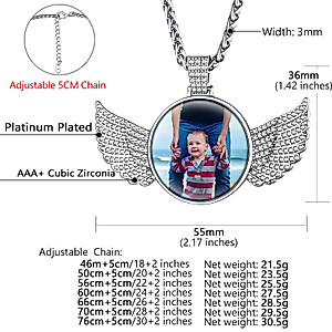 Angel Wings Necklace Chain with Picture Jewelry Gifts Photo Necklace for Men friend Husband Father