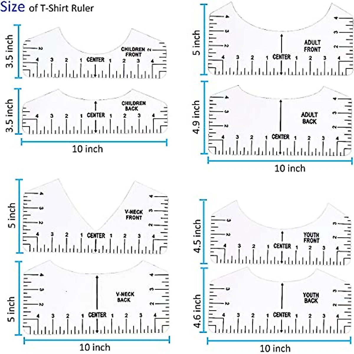 BIHRTC 8PCS T-Shirt Alignment Ruler Guide Tool to Center Designs PVC T Shirt Ruler Tshirt Ruler for Vinyl Placement Sublimation Heat Press 3pcs Sewing Fabric Pencil 1PC 60Inch Measure Tape