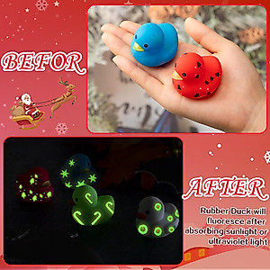 Poen 108 Pcs Christmas Glow in The Dark Rubber Ducks Christmas Rubber Ducks Bulk Light up Mini Rubber Duckies Bathtub Toys for Girls Boys Christmas Party Favors Birthday Pool Rewards (Cute Style)