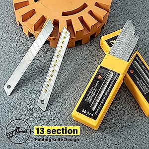 Gomake 9mm Knife Replacement Blades, Snap Off Blades for 9MM Universal Knife,Stainless Steel Blades Use in Office, Home, Arts, Crafts - 100PCS