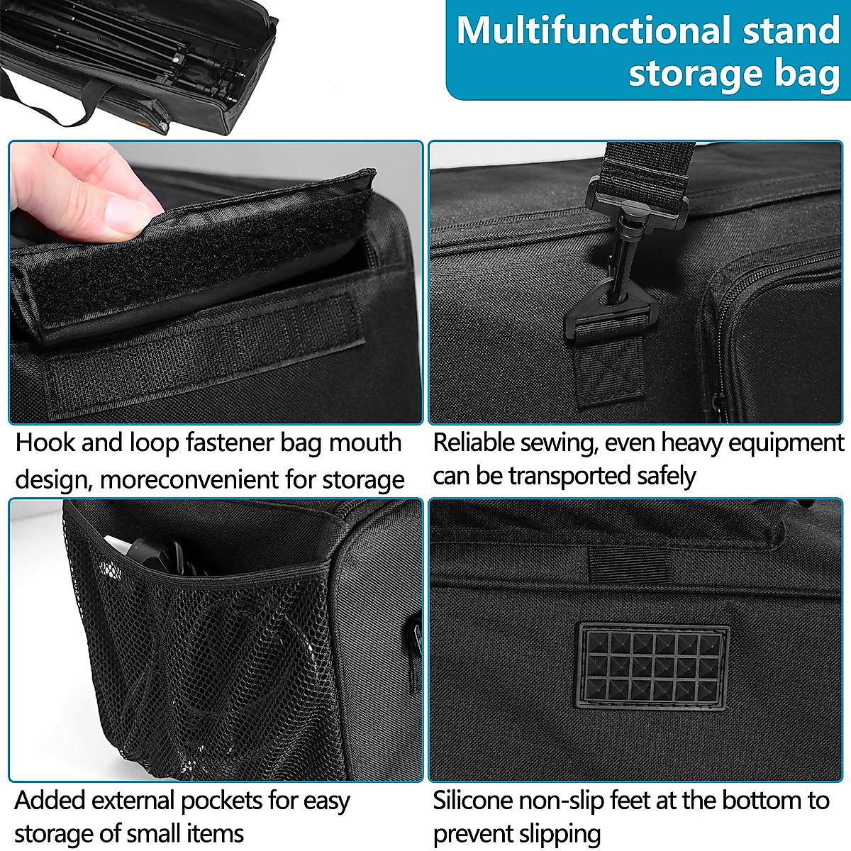 TORIBIO Tripod Case Bag 50"x8.2"x8.2"/127x21x21cm with Padded Water-resistant Heavy-Duty Multi-Function Tripod Carrying Case with Strap,Suit for Lights, Speakers, Cameras, Booms, Microphone Stands