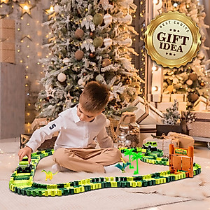 ToyVelt Dinosaur Toys Race Track Toy Set - Create A Dinosaur World Race 2021 Edition Dinosaur Playset Includes 3 Cars & Mega Ball and Container Gift for Boys & Girls Ages 3,4,5,6, Years Old and Up