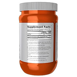 NOW Sports Nutrition, L-Glutamine Pure Powder, Nitrogen Transporter*, Amino Acid, 1-Pound