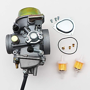 KIPA Carburetor For Yamaha RHINO 660 YFM660 YXR660FA YXR660FSE YXR660FH YXR660 Hunter UTV ATV 2004 2005 2006 2007 Replace OEM part number 5KM-14901-00-00 2Pcs New Main jets & 2Pcs Fuel Filters