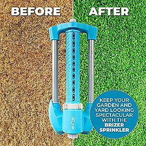 Brizer Oscillating Lawn Sprinkler, Waters 3,000 ft. of Lawn Care, Water Hose for Grass, Sprinkler for Yard, Sprinklers Oscillating, Garden Hose Nozzle, Water Sprinkler for Lawns (Teal)