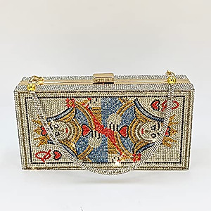 pearl&she Diamond Women Evening Handbags Purse Minaudiere Clutch Bag,Stack of Cash Dollars Crystal Clutch Purses (Sliver Poker)