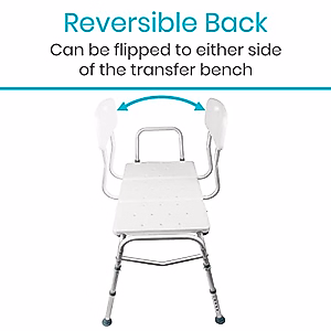 Vive Bariatric Shower Chair - Tub Transfer Bench with Height Adjustable Legs (400 Pound Capacity) - Reversible & Sliding Bath Seat with Backrest, Armrest, Wide Seat - For Seniors, Elderly