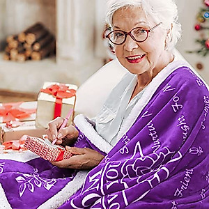 DOKEYWELL Birthday Gifts for Mom Unique Mom Gifts from Son Daughters for Mothers Day Valentines Day Christmas - I Love You Mom Sherpa Hugs Blanket 50"x60" (Purple)