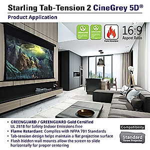 Elite Screens Starling Tab-Tension 2 CineGrey 5D, 92" 16:9, 8K 4K Ultra HD Ready Ceiling and Ambient Light Rejecting Electric Projector Screen, CineGrey 5D Projection Material, STT92UHD5-E12
