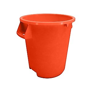 SPARTA Bronco Waste Container Trash Container, Round Trash Bin for Disposal, 10 Gallons, Orange