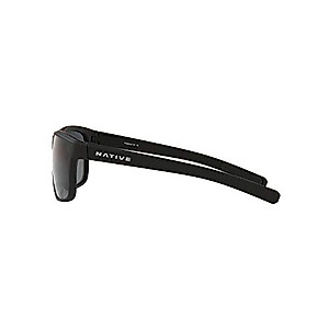 Native Eyewear Wells Polarized Rectangular Sunglasses, Matte Black Crystal/Gray, 58 mm