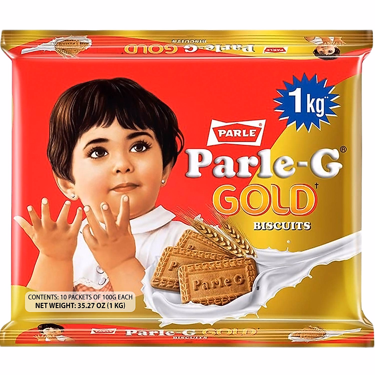 Parle-G Gold Biscuits, 1 KG (10 pack of 100g)