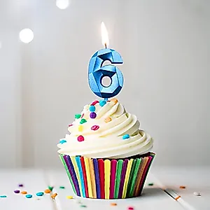 BLUE TOP 4 Inch Birthday Cake Candles Number Candles 3D Design Birthday Candles for Cake,Cake Topper Decoration for Kids,Adults,Party,Anniversary,Milestone Age.(DIY Blue Number 1)