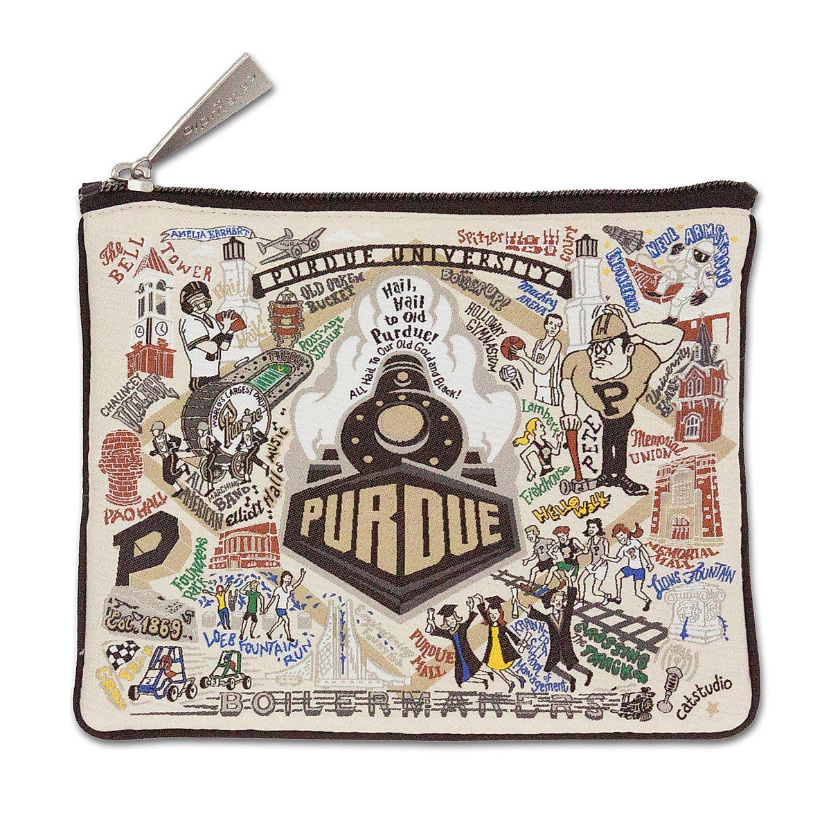Catstudio Collegiate Zipper Pouch, Purdue University Travel Toiletry Bag, Ideal Gift for College Students or Alumni, Makeup Bag, Dog Treat Pouch, or Travel Purse Pouch