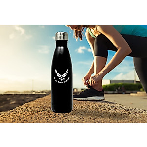 US Air Force 17oz Double Wall Vacuum Insulated Stainless Steel Airman Water Bottle - Perfect for USAF PT and Outdoor Sports